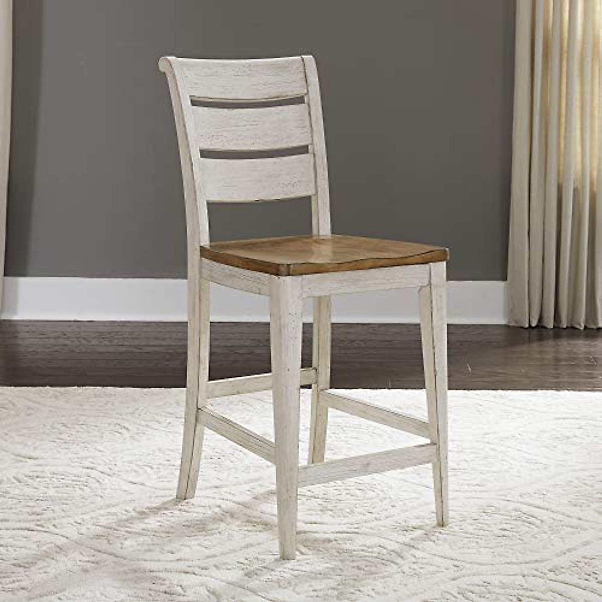 Liberty Furniture Industries Farmhouse Reimagined Ladder Back Counter Chair, W18 x D24 x H42, White