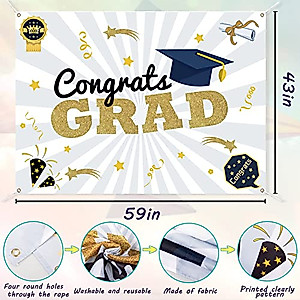 3PCS Graduation 2022 Decorations - Class of 2022 Graduation Banner Porch Signs for School College Congrats Grad Backdrop Graduation Party Supplies Hanging Door Wall Decorations Outdoor