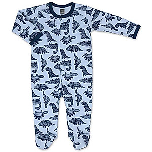 The Peanutshell Baby Sleeper Set for Boys or Girls | 3 Pack in Dinosaur, Solid Blue & Dots | Newborn to 9M Footed Pajamas (Newborn)