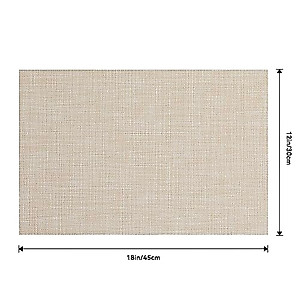 Leetaltree Beige Placemats Set of 4 - Heat Resistant Non-Slip Place mats for Dining Table, Washable Durable PVC Vinyl Woven Table Mats（Beige, 4）