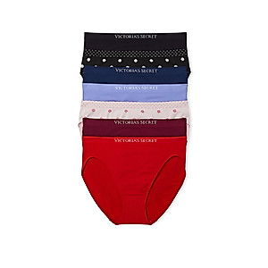 Victoria's Secret Seamless Brief Panty Pack, High Leg Cut, Underwear for Women, 7 Pack, Solids & Polka Dots (XL)
