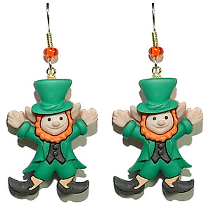 Adorable St Patrick's Day Leprechaun Dangle Earrings (H120)