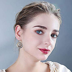 D.Rosse Handmade Ethnic Boho Retro Gold Matte Small Round Circle Dangle Drop Earrings Vintage Silver Hoop Hook Earrings for Women Statement Jewelry (Silver)
