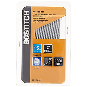 BOSTITCH Finish Nails, FN Style, Angled, 15GA, 2-Inch, 1000-Pack (FN1532-1M)