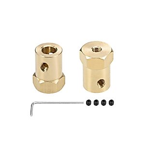 uxcell Hex Coupler 6mm Bore Motor Hex Brass Shaft Coupling Connector for Car Wheels Tires Shaft Motor 2pcs