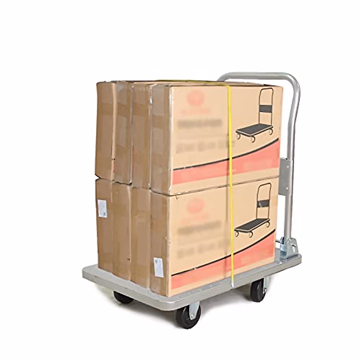 Generic Hand Trucks Steel Platform Truck Heavy Duty Small Flat 4-Wheel Trolley with Foldable Handle High Load Capacity for Household Daily Moving Push Cart (Size : 550lbs-silent)