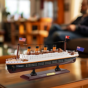 NAUTIMALL RMS Titanic Model Wooden Cruise Ship Model 14" Fully Assembled Display Nautical Home Decoration Sailboat Decor Maritime Gift Decor for Home