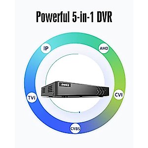 ANNKE 3K Lite 8CH 5-in-1 Security DVR Recorder with 1TB Hard Drive, H.265+ Hybrid Surveillance DVR, Supports 8CH Analog and 2 IP Cameras for 24/7 Home CCTV, AI Motion Detection (Cameras Not Included)