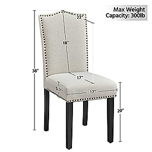 Yaheetech Dining Chairs Set of 6 Dining Room Chairs Modern Kitchen Chairs Fabric Upholstered Dining Room Chairs with Solid Wood Legs and Padded Seat for Home Kitchen Living Room, 3 Package, Beige