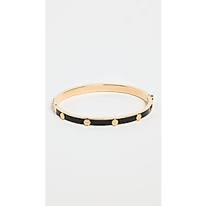 Tory Burch Women's Miller Stud 5mm Enamel Hinge Bracelet, Tory Gold/Black, One Size