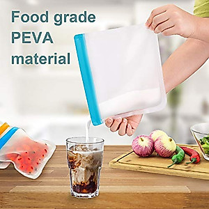 Reusable Storage Bags, 12 Pack BPA Free Leakproof Freezer Bag for Liquid Lunch Sandwich Marinate Meat Fruits - 2 Gallon, 5 Sandwich and 5 Small Bags, Food Grade, Thick, Leakproof and Washable