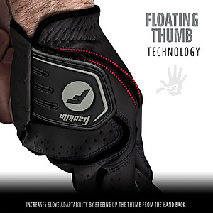 Franklin Sports Golf Glove - Pro Golf Gloves - Premium Leather Golfing Glove - Maximum Grip - Black - Left Hand Glove - Adult Medium