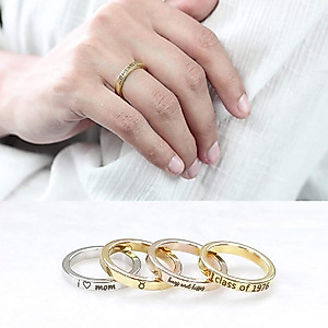 MignonandMignon Personalized Engraved Rings for Women Friendship Matching Rings Custom Coordinate Stacking Best Friend Memorial - R4