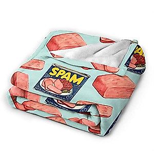 Zblin Spam Pattern Blue Throw Boutique Blankets Soft Comfortable Plush Microfiber Flannel Blanket 50"X40"Inch