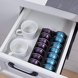 MAULEHUA Coffee Pod Drawer Organizer for Nespresso Vertuo Capsule,Coffee Capsule Storage Tray,Magnetic Connect Black-2Pack (2)