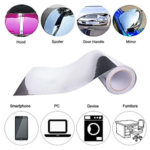 VINYL FROG Car Wrap Vinyl 12 Inches x 60 Inches Chrome Mirror Silver Self Adhesive Film DIY Decals Roll Air Release Technology