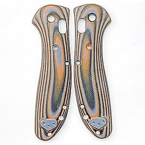 Aibote 1 Pair G10 Handle Scales Glass Fiber Handles Patch DIY Tool Material Designed for Benchmade Griptilian 551 550(Screws Included) (Black Orange)