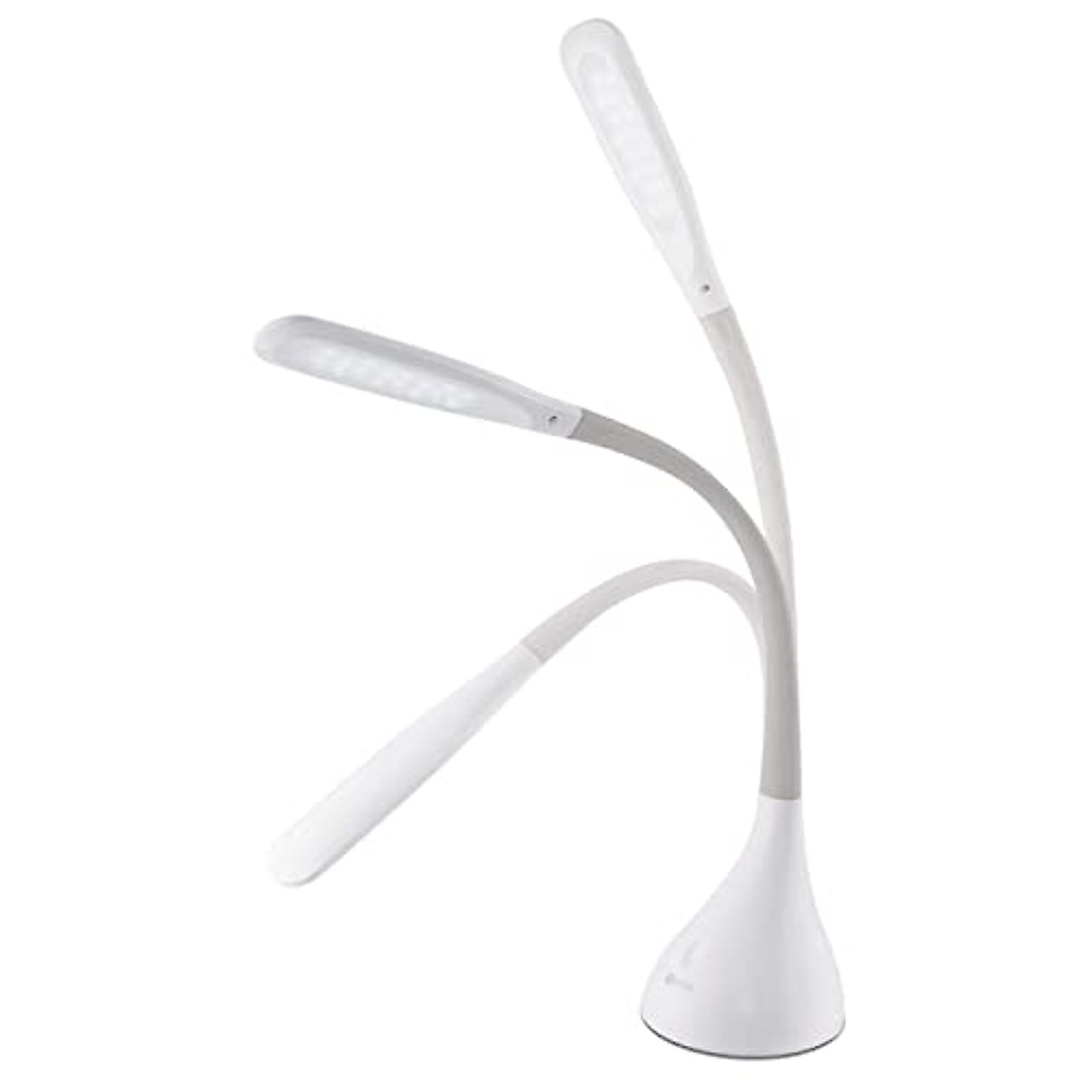 OttLite LED Desk Lamp with Adjustable Neck, Creative Curves (White/Grey) - 2.1A USB Charging Port, 4 Dimmable Brightness Settings, Energy-Efficient Natural Daylight LEDs for Home, Office & Dorm