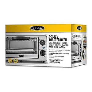 BELLA 4 Slice Countertop Toaster Oven, 1000 Watt Quartz Element