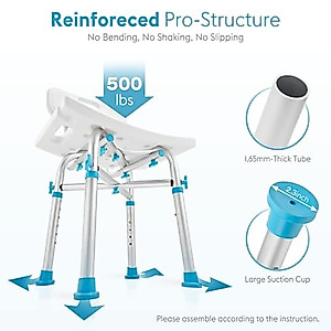 Health Line Massage Products Shower Stool for Narrow Bathtub, Small Bath Chair for Inside Shower, Heavy Duty Padded Shower Tub Seat for Bariatric, Seniors, Disabled, Handicap (Reinforced 500LB)