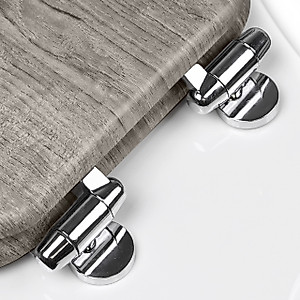 Home+Solutions Distressed Grey Wood Elongated Vaneer Toilet Seat