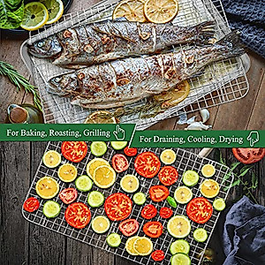 P&P CHEF Baking Sheets and Racks Set (2 Pans + 2 Racks), Stainless Steel Baking Sheet Oven Tray and Cooling Grid Rack for Cookies Meats, Size 16 x 12 x 1 Inch, Oven & Dishwasher Safe