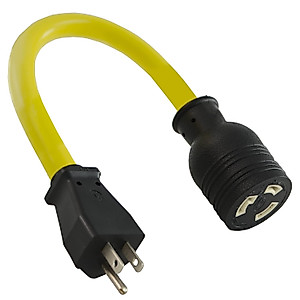 Conntek P515L530 1-Feet Generator Adapter 15-Amp U.S Plug to 30-Amp Locking Female Connector L5-30R , Yellow