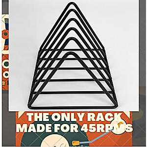 45rpm Vinyl Record Storage Holder - 7inch Stand Metal Wire Rack Holds up to 33 Album Lp's - Premium Display, Simple and Contemporary Shelf Concept Design for 7" Records (Black, 1)