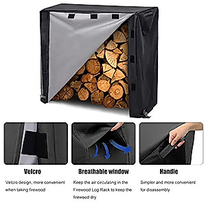 Firewood Cover,Log Rack Cover,Heavy Duty Waterproof [4 Feet] Firewood Rack Snow Protector with Durable Fabric Fits for 4 Seasons, L48xW24xH42 Inches