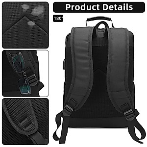 Laptop Backpack Women Men College Backpacks Bookbag Vintage Backpack Book Bag Fashion Back Pack Anti Theft Travel Backpacks with Charging Port fit 15.6 Inch Laptop Black