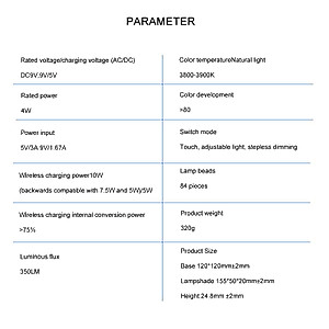 TEDATATA Suspension Anti-Gravity Table Lamp, Wireless Charging of Mobile Phone, Creative Home Furnishings LED Bedside Lamp, Bedroom Sleep Light Reading Light