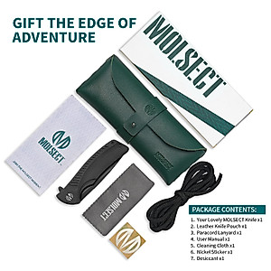 MOLSECT Coastline Pocket Folding Knife, Liner Lock EDC Knives 3.37" Satin 14C28N Blade G10 Handle, Everyday Carry Knife with Clip for Men Women Gift Outdoor Indoor Hiking Camping Fishing Work