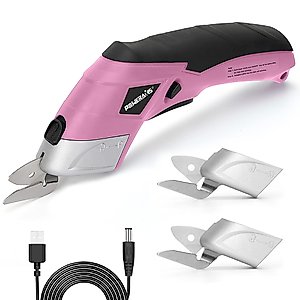 Electric Scissors Fabric Cutter-POWERAXIS Rechargeable Cordless Power Fabric Shears Scissors Cutting Tool with 3 Spare Cutting Blades for Cutting Fabric,Leather,Carpet and Cardboard