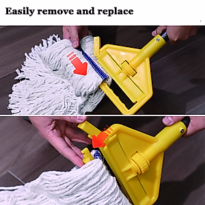 Mop Handle Commercial Heavy Duty - 60 inch Metal Commercial Mop Stick,Side Gate Mop Head Replacement Holder for Floor Cleaning,Clamp Mop Handle Quick Change for Wet Mop