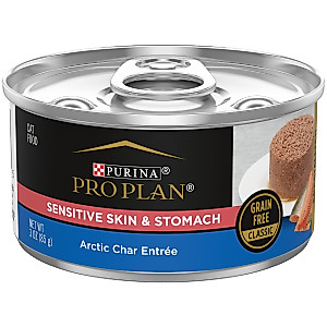 Purina Pro Plan Sensitive Skin and Stomach Cat Food Wet Pate, Sensitive Skin and Stomach Arctic Char Entree - (24) 3 oz. Pull-Top Cans