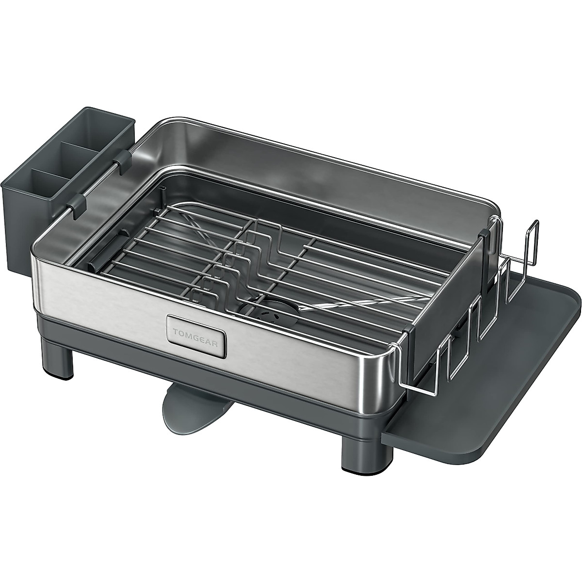 TomGear Large Dish Drying Rack, Dish Drainers with 360°Rotatable Spout, Cup Holder, Utensil Holder and Removable Drainboard, Space-Saving Dish Drainers for Kitchen Counter