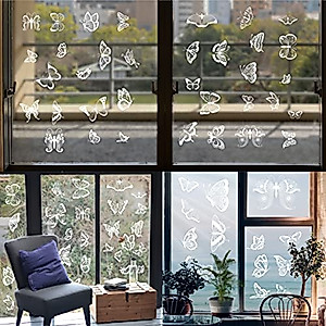 41 PCS Large Butterfly Window Clings - Double Sided White Butterflies Stickers, Reusable Window Decals Bird Alert Static Clings for Door, Glass Decoration, Prevent Bird Strikes (9 Sheets)