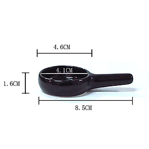 4Pcs Ceramic Candle Spoon Tray Holder Tealight Wax Warmer Little Candle Spoon Replacement Fragrance Aromatherapy Furnace Accessories, Black