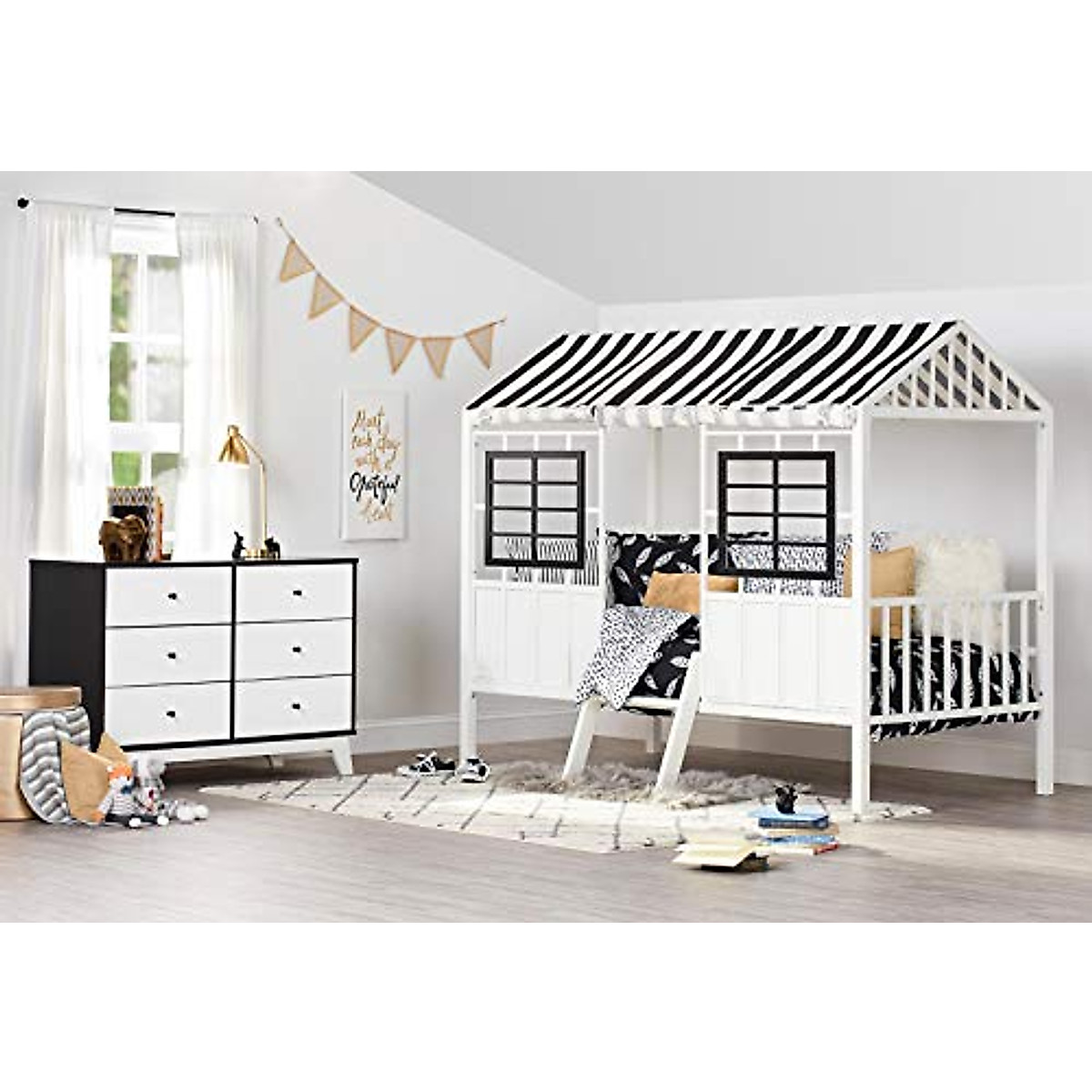 Little Seeds Rowan Valley Flint 6-Drawer Dresser, Black/White