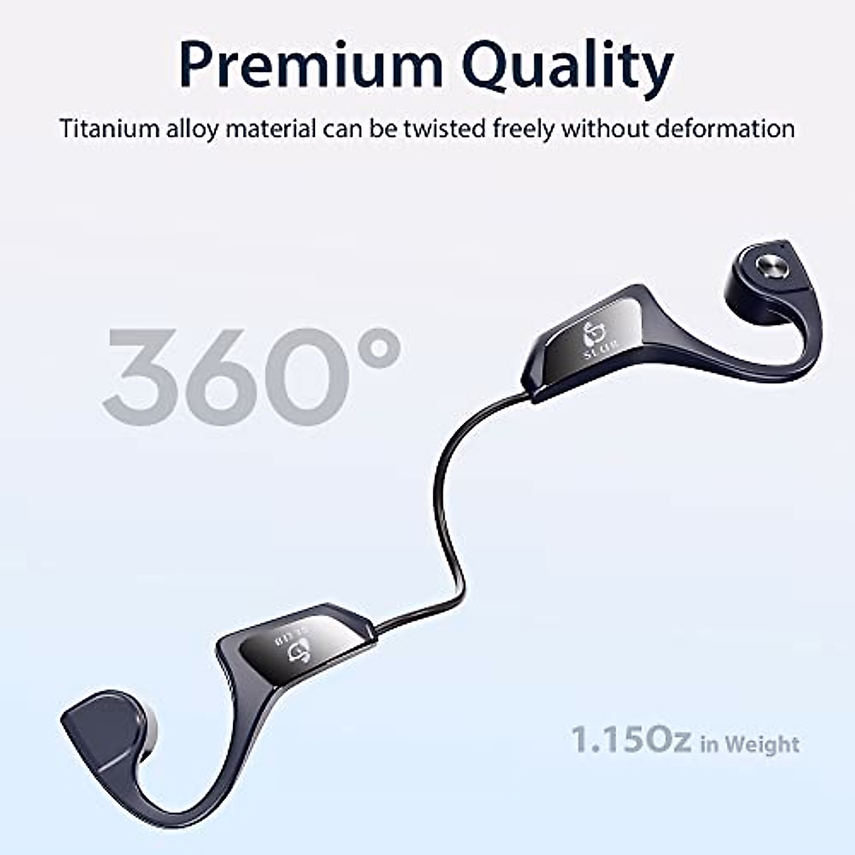 Jassco Bluetooth Bone Conduction Headphones, Wireless Open-Ear Earphones with Built-in Mic, IPX5 Waterproof Sports Headset for Running, Cycling, Driving, Workout, Gym (Blue)