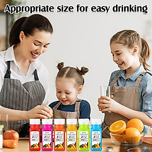 100 Pcs 2oz Small Clear Plastic Juice Bottles with Lid for Liquids Reusable Ginger Shots Bottle Vial Beverage Container Leak Proof Mini Jars for Juice, Milk, Water (White)