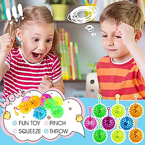 Sotiff 18 Pcs Light up Ball Spiky LED Bouncy Ball Flashing Squeaky Ball Multicolor Puffer Balls Stress Relief Balls Rubber Sensory Toy Carnival Prizes Bulk Party Favors for Teens, Adults, Children