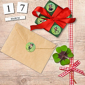 St. Patrick's Day Stickers Roll Irish Shamrock Decals Teacher Reward Stickers Lucky Leprechaun Stickers for Envelope Seals Gift Box