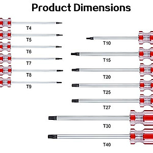 uoboeuq 13-Piece Magnetic Torx Screwdrivers Set, Security Tamper Proof, T4、T5、T6、T7、T8、T9、T10、T15、T20、T25、T27、T30、T40