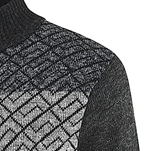 Men's Casual Thick Knitted Cardigan Sweaters Color Block Full Zip Knit Sweater Long Sleeve Fleece Winter Cardigans (Dark Grey,3X-Large)