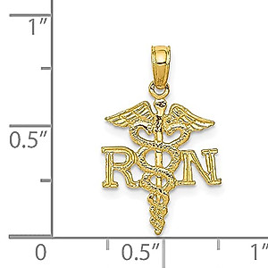 IceCarats 14K Yellow Gold R.n. Necklace Charm Pendant 25mm x 12mm Only