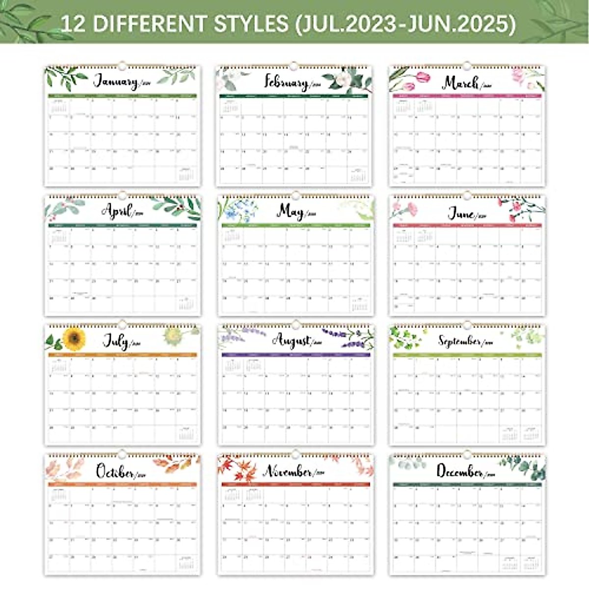 Wall Calendar 2023-2024 - 2 Yearly Wall Calendar 2023-2024, JULY 2023 - JUNE 2025, 14.8'' x 11.5'', Twin-Wire Binding, Large Blocks with Julian Dates, Perfect for Planning and Organizing Your Home and Office