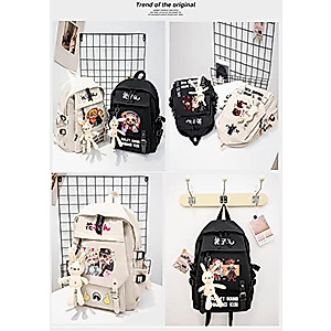 Samarr ZBIBYO Anime Hanako-kun Backpack for School Cute With doll pendant，Yashiro Nene unisex cosplay bookbag (Black4)