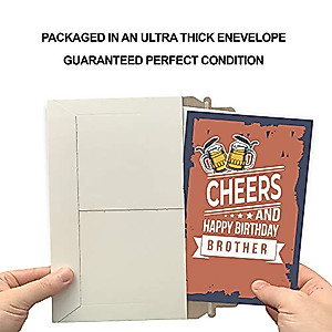 Cheers and Happy Birthday Card Brother | Made in America | Eco-Friendly | Thick Card Stock with Premium Envelope 5in x 7.75in | Packaged in Protective Mailer | Prime Greetings
