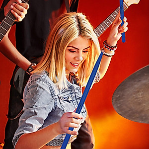 Antner 3 Pairs Drum Sticks 5A Classic Maple Drumsticks Wood Tip Drumstick for Student and Adult, Black/Red/Blue